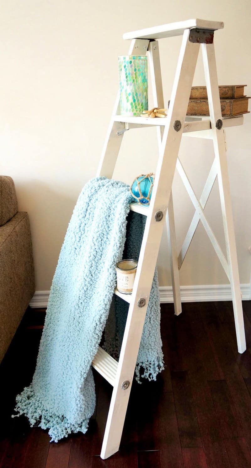 36+ Diy Ladder Shelf Plans For Storage - Solar Living Savvy