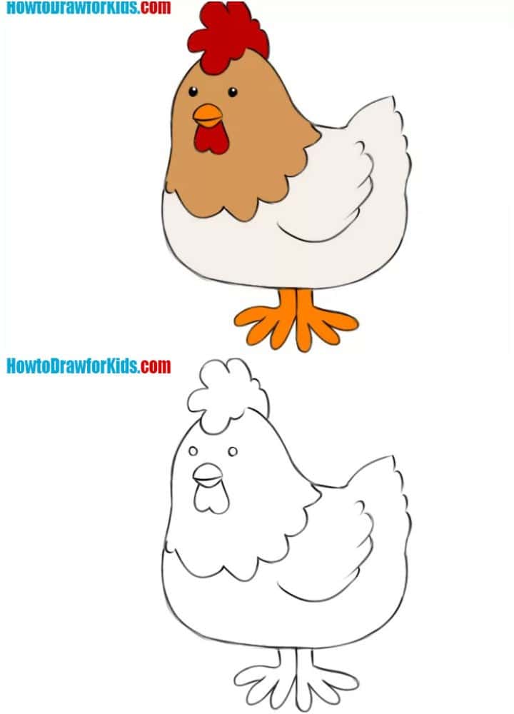 30 Easy Chicken Drawing Ideas How To Draw A Chicken - Solar Living Savvy