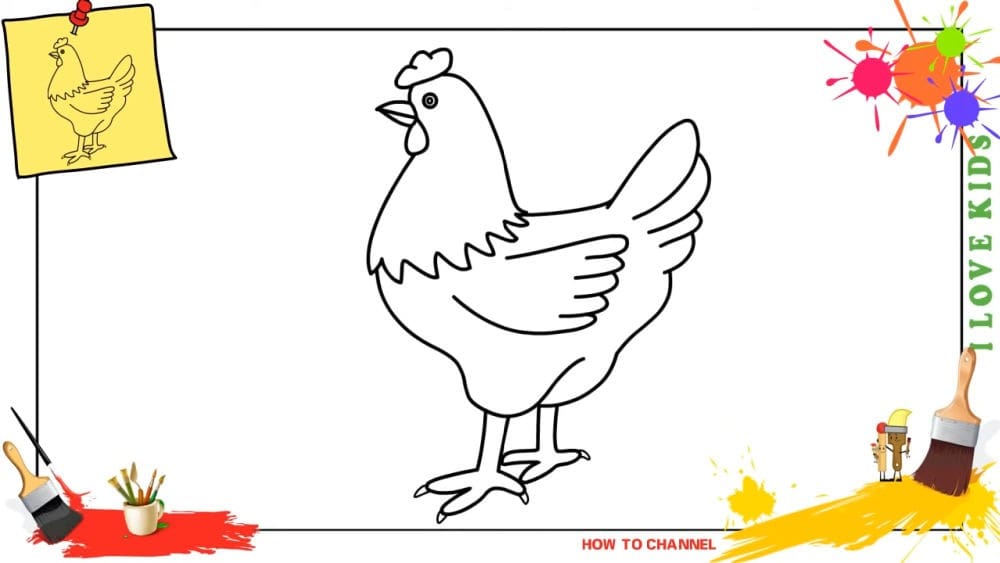 30 Easy Chicken Drawing Ideas How To Draw A Chicken - Solar Living Savvy
